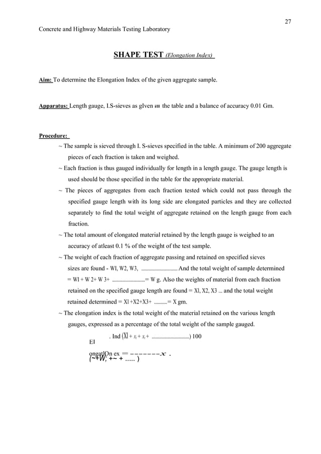 Material testing-lab-manual PRC I manual | PDF