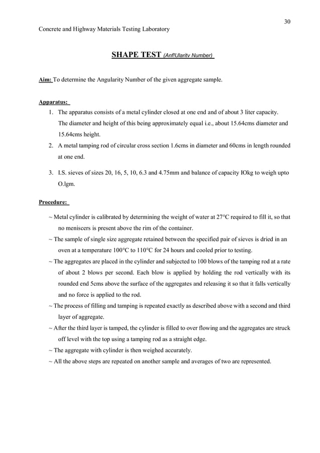 Material testing-lab-manual PRC I manual | PDF