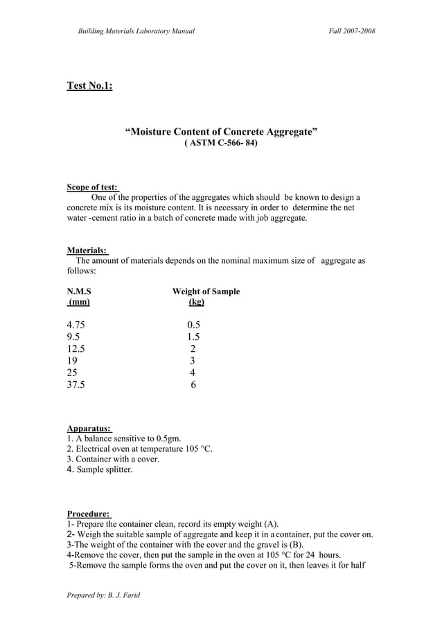 Material testing-lab-manual PRC I manual | PDF