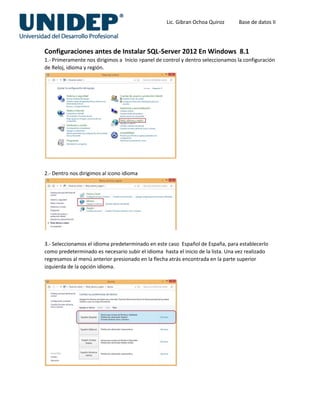 Tutorial de instalacion de sql-server 2012 en windows 7 y 8.1 | PDF