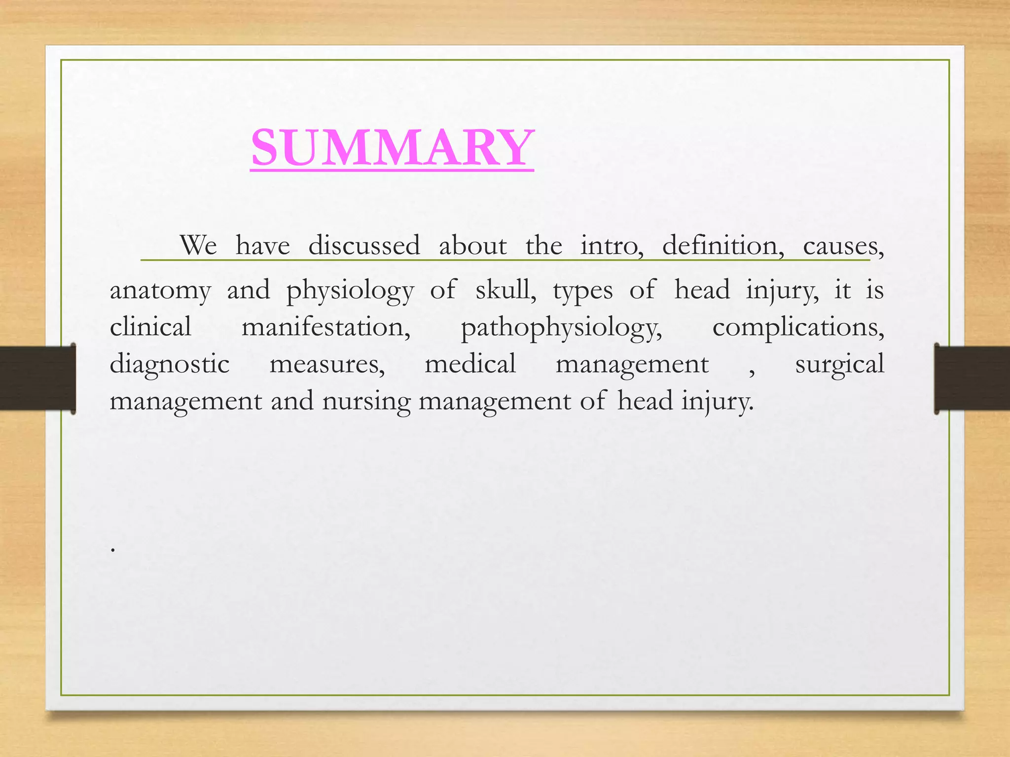 Head injury and nursing management | PPTX