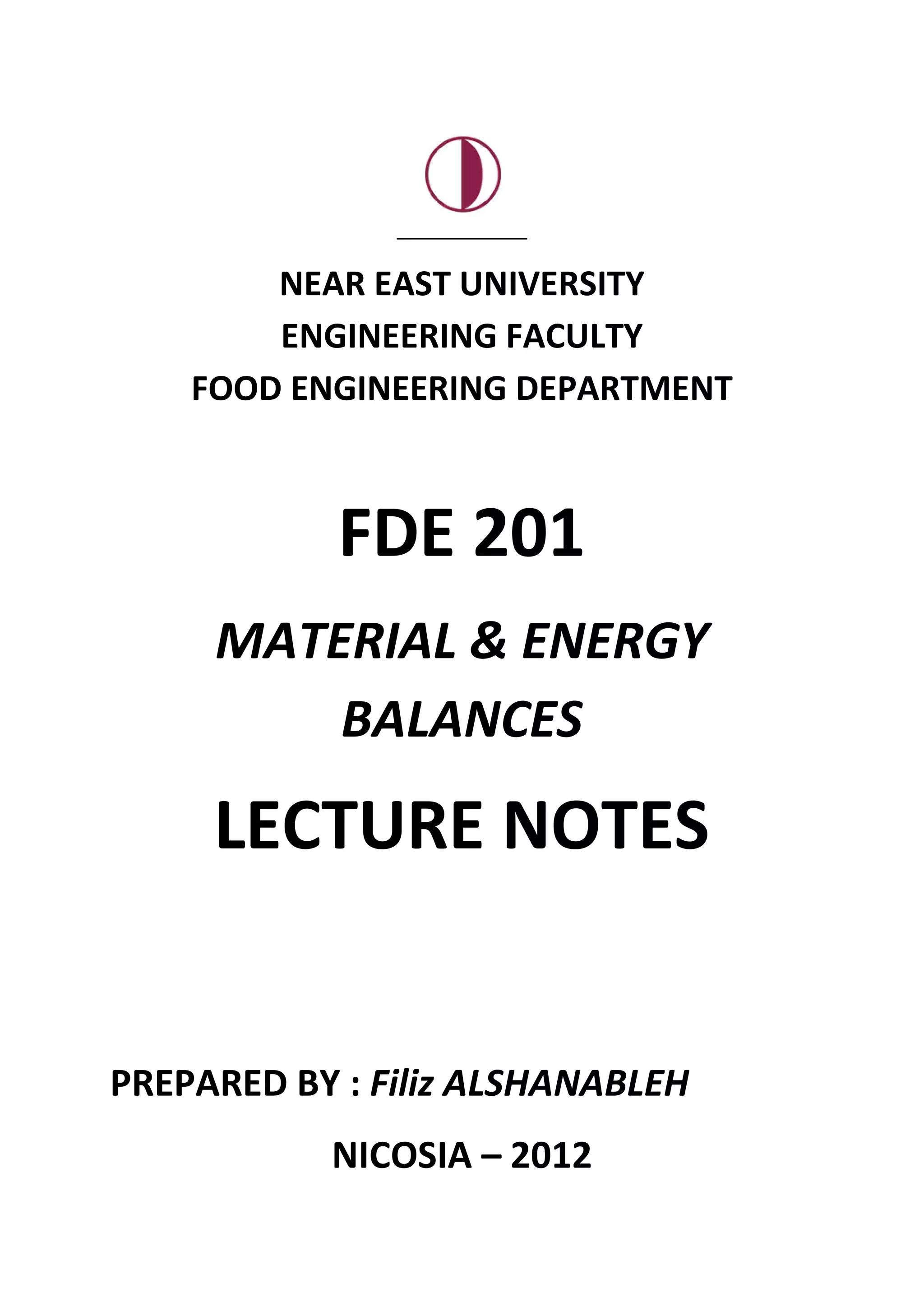Material and Energy Balance | PDF