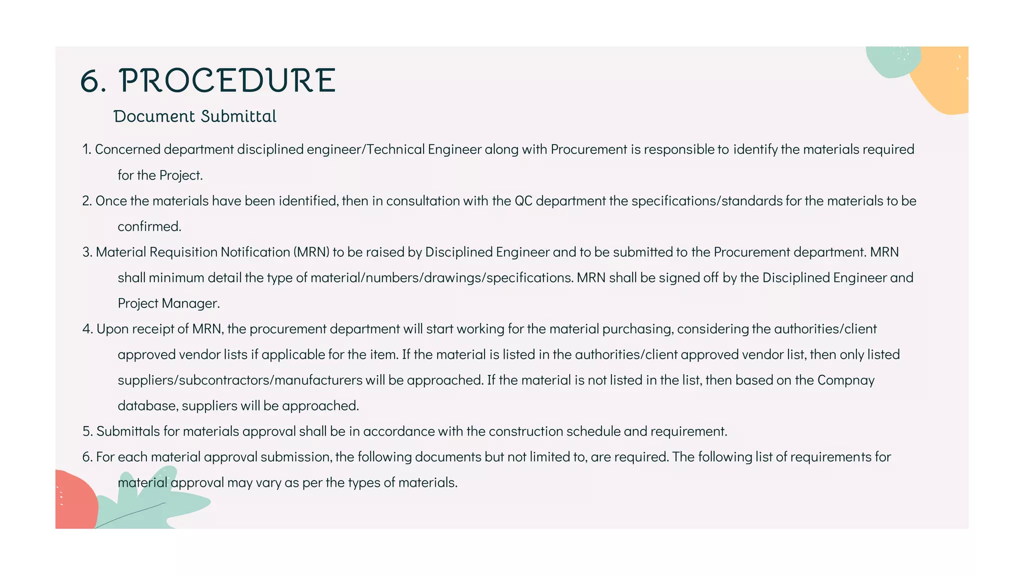 Material approval procedure | PDF