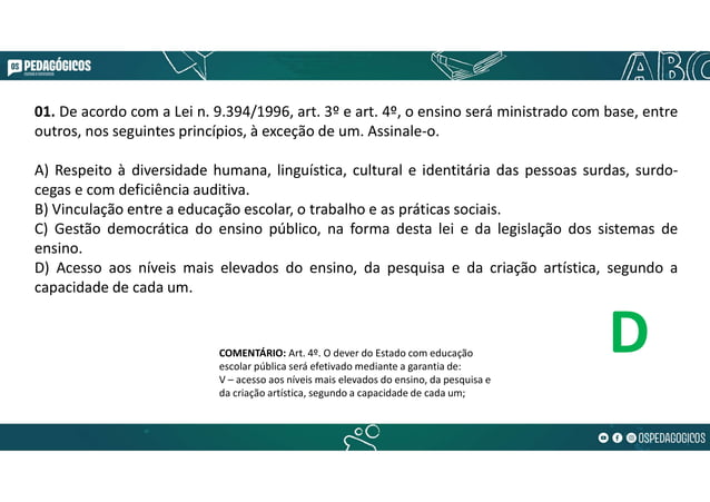 MATERIAL DE AULA LDB. EXPLICA-SE A LDB PARA CONCURSOS. | PDF
