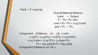 Material balance for multiple units without chemical equation | PPTX