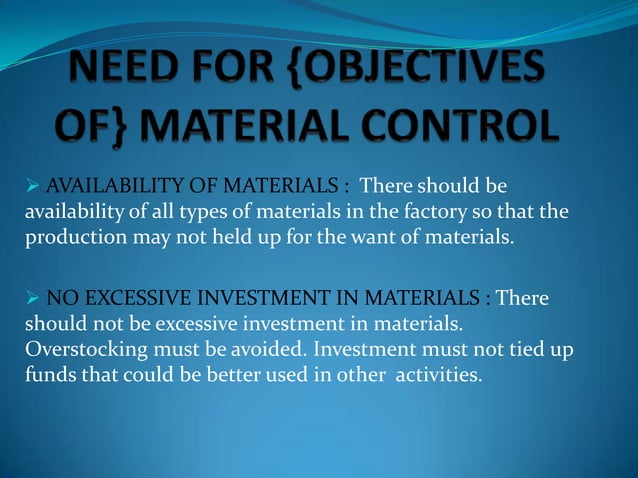 Material control and its techniques | PPT