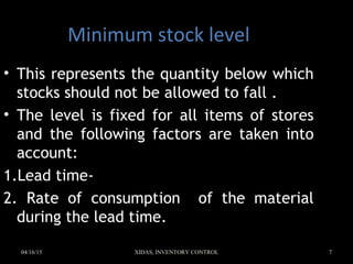 Inventory/Material Control and management : Cost Accounting | PPT