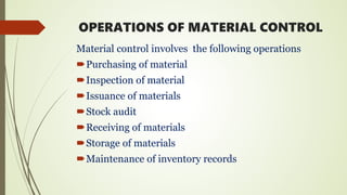 Material cost and control | PPTX