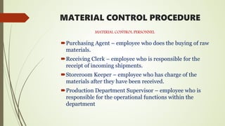Material cost and control | PPTX