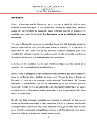 Material de apoyo de recreacion fisica | PDF