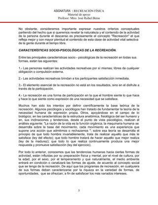 Material de apoyo de recreacion fisica | PDF