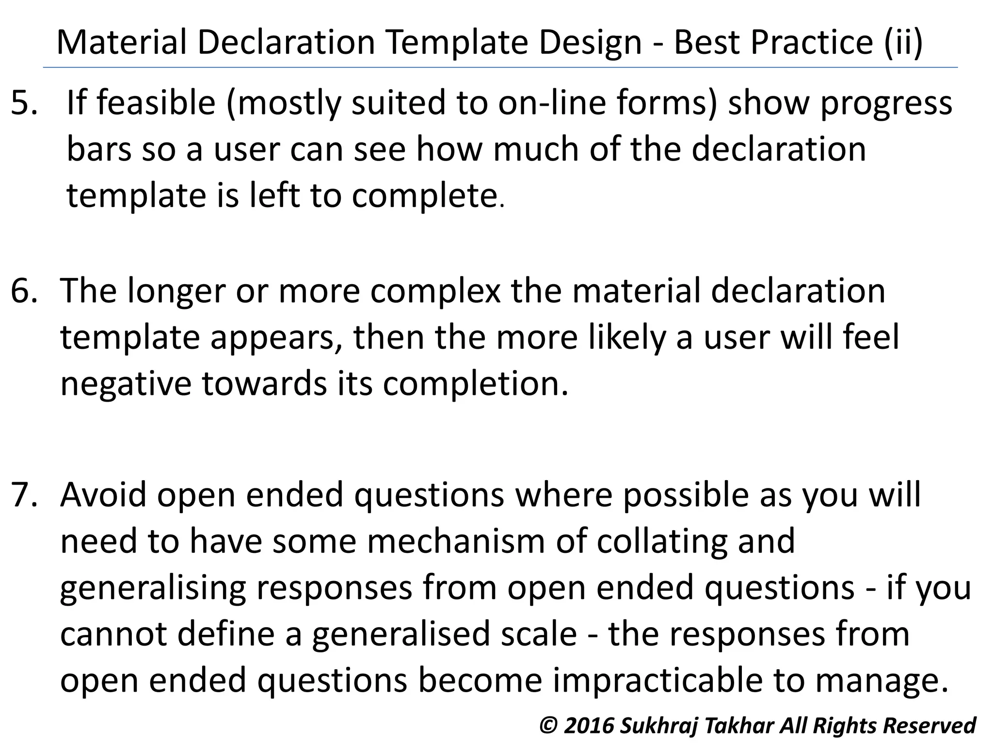 Material declaration template design best practice | PDF