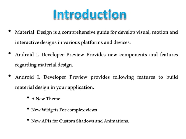 Material design in android L developer Preview | PPT