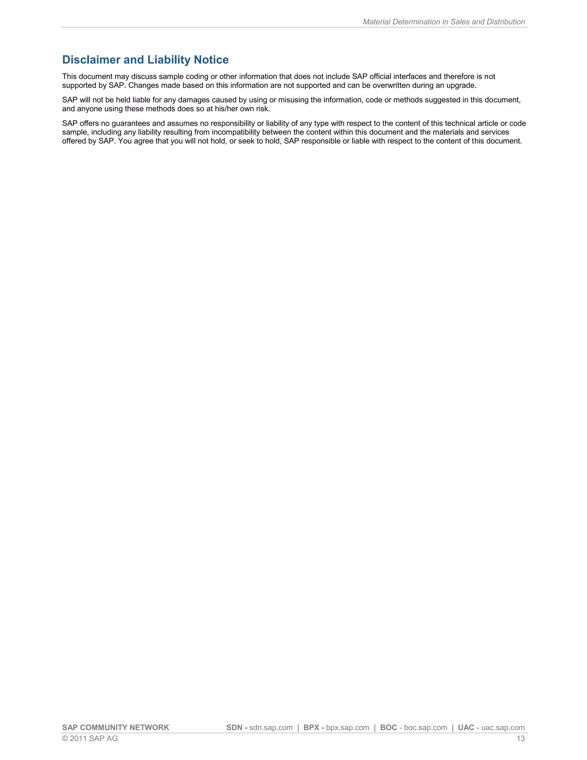 Material determination in sales and distribution | PDF