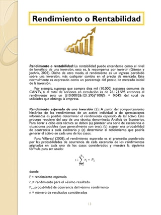Material didáctico sobre riesgo en inversiones | PDF