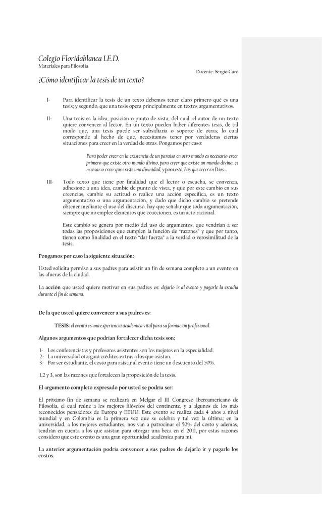 Identificar Tesis Argumentos Texto Pdf