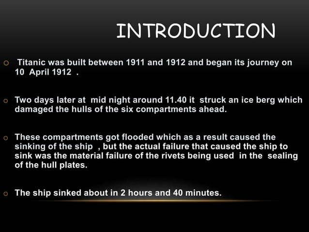Material failure of titanic ship. | PPTX