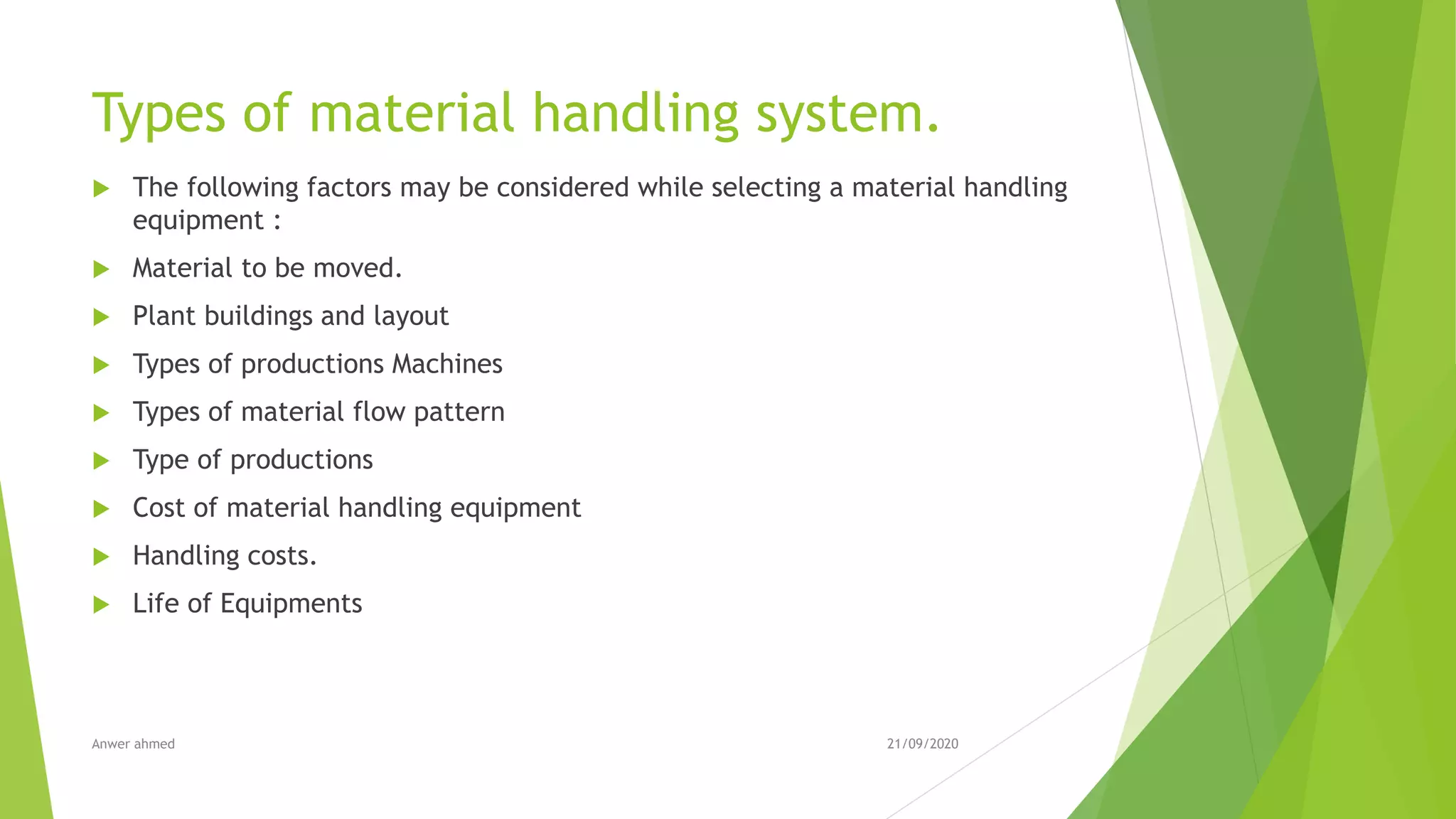 Material handeling in industrial engineering | PPT