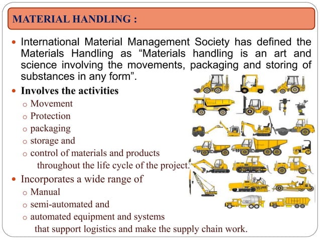 SELECTION OFMaterial handling EQUIPMENT FOR CONSTRUCTION PROJECT.pptx ...