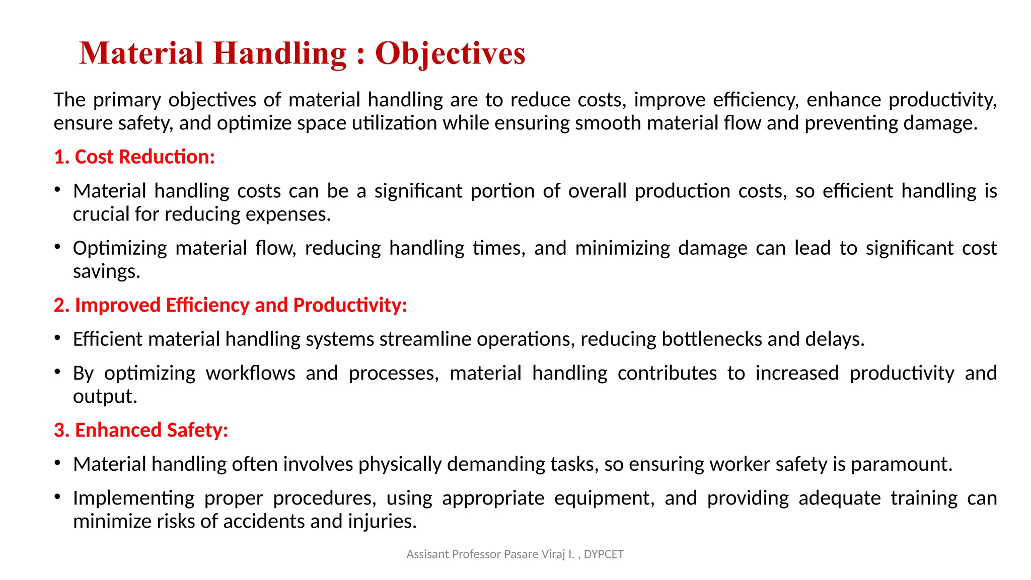 Material Handling : Scope , Importance, Objectives, Principles ...