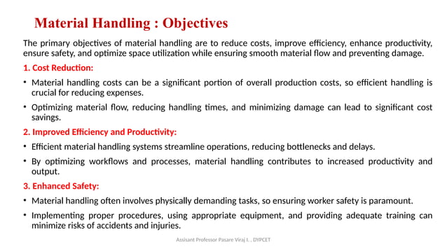 Material Handling : Scope , Importance, Objectives, Principles ...