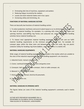 Material handling lecture note | DOCX