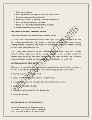 Material handling lecture note | DOCX