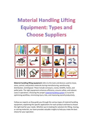 Material Handling Lifting Equipment Types and Choose Suppliers.pdf