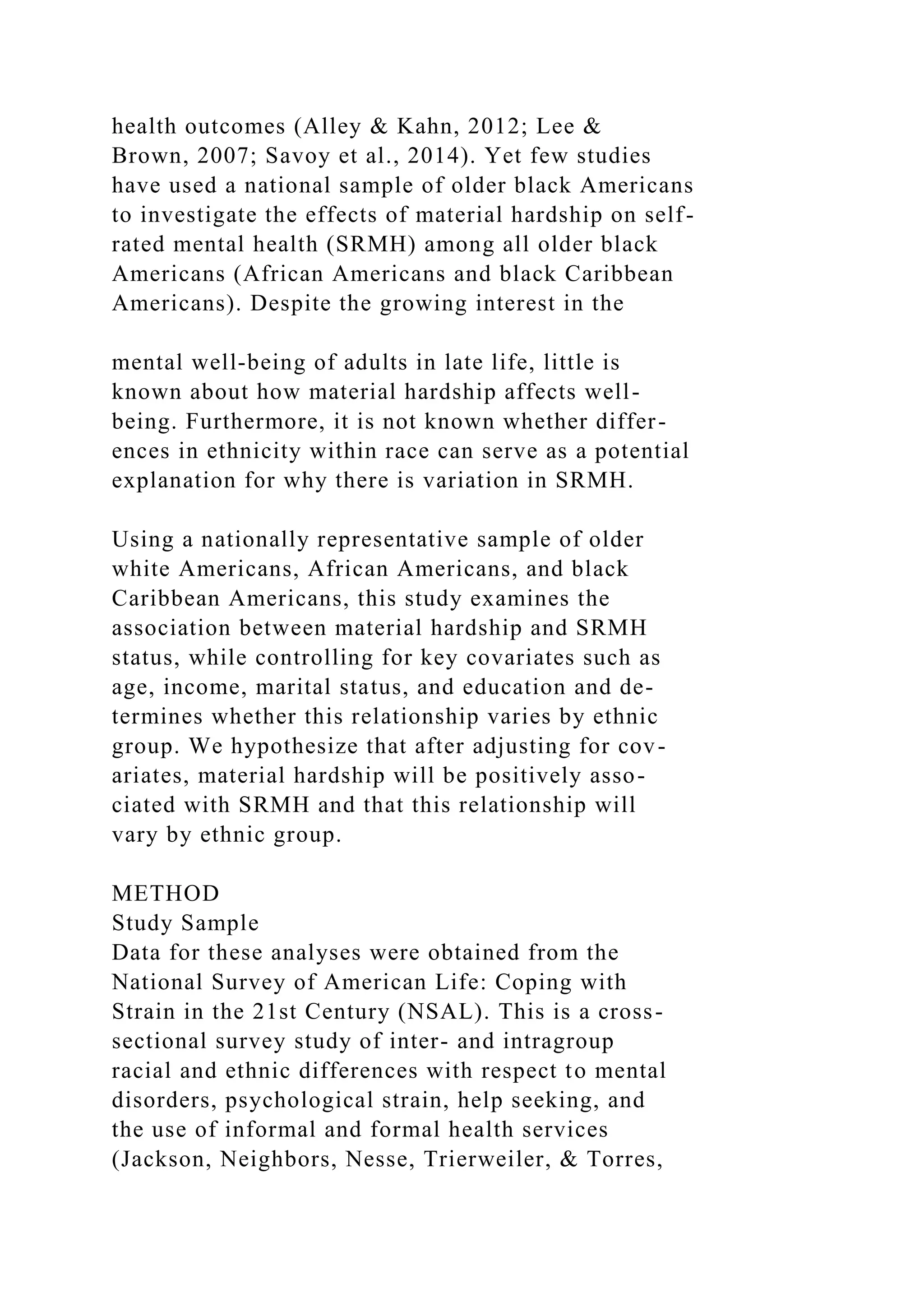 Material Hardship and Self-Rated Mental Healthamong Older Bl.docx