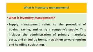 Material&inventory part 1.pptxInventory Management | PPTX