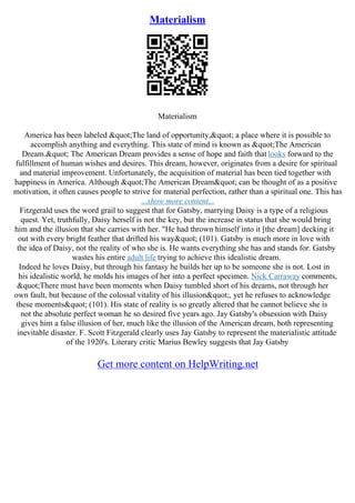 Materialism Essay | PDF