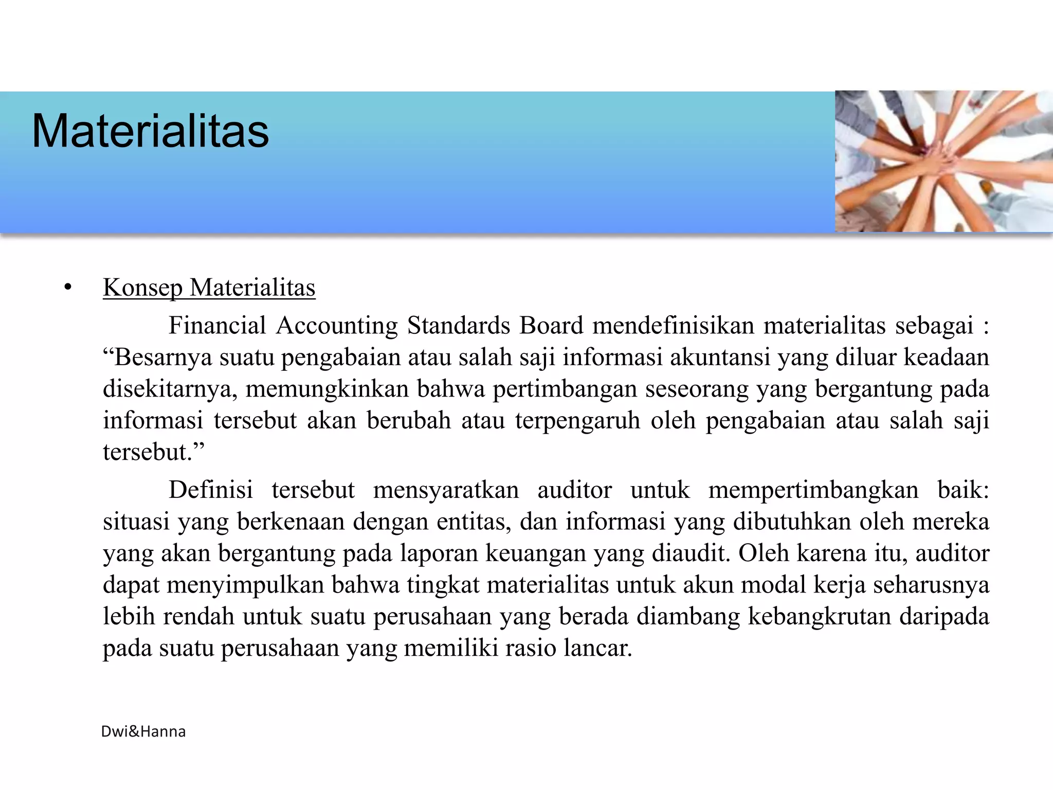 Materialitas, Risiko, dan Strategi Audit Pendahuluan | PPTX