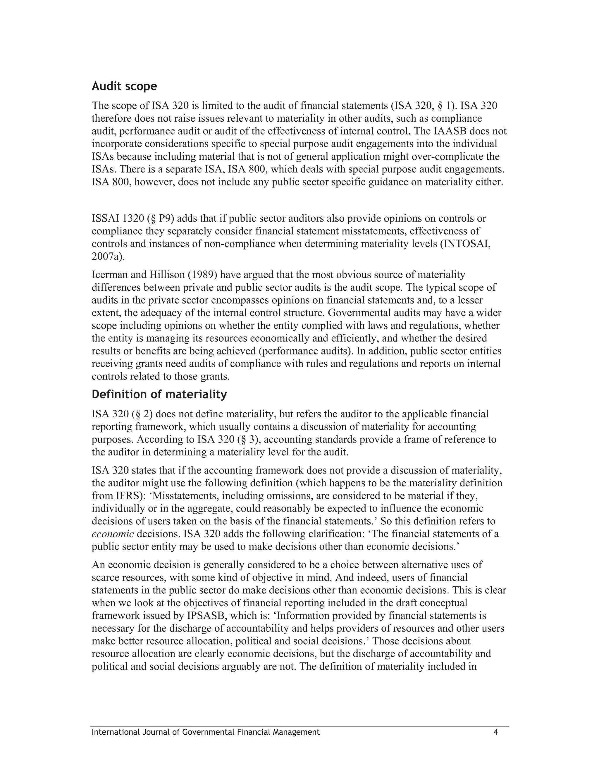 Materiality in government auditing | PDF