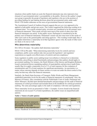 Materiality in government auditing | PDF