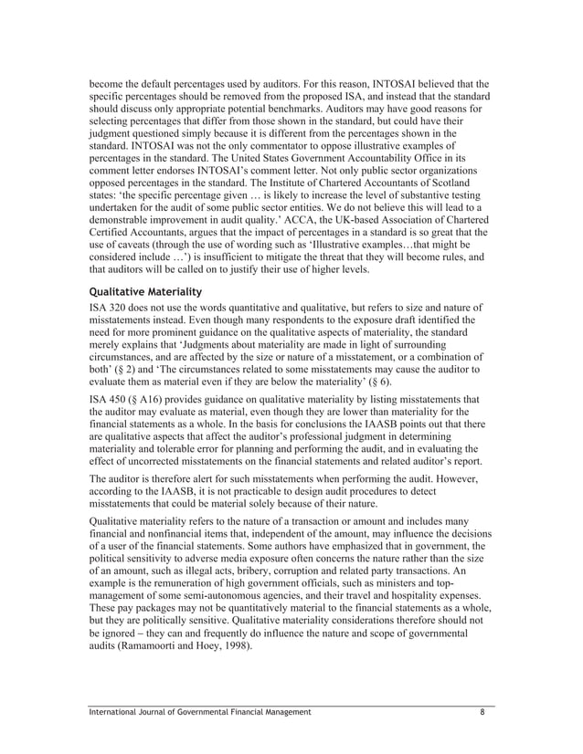 Materiality in government auditing | PDF | Business Accounting & Finance | Business