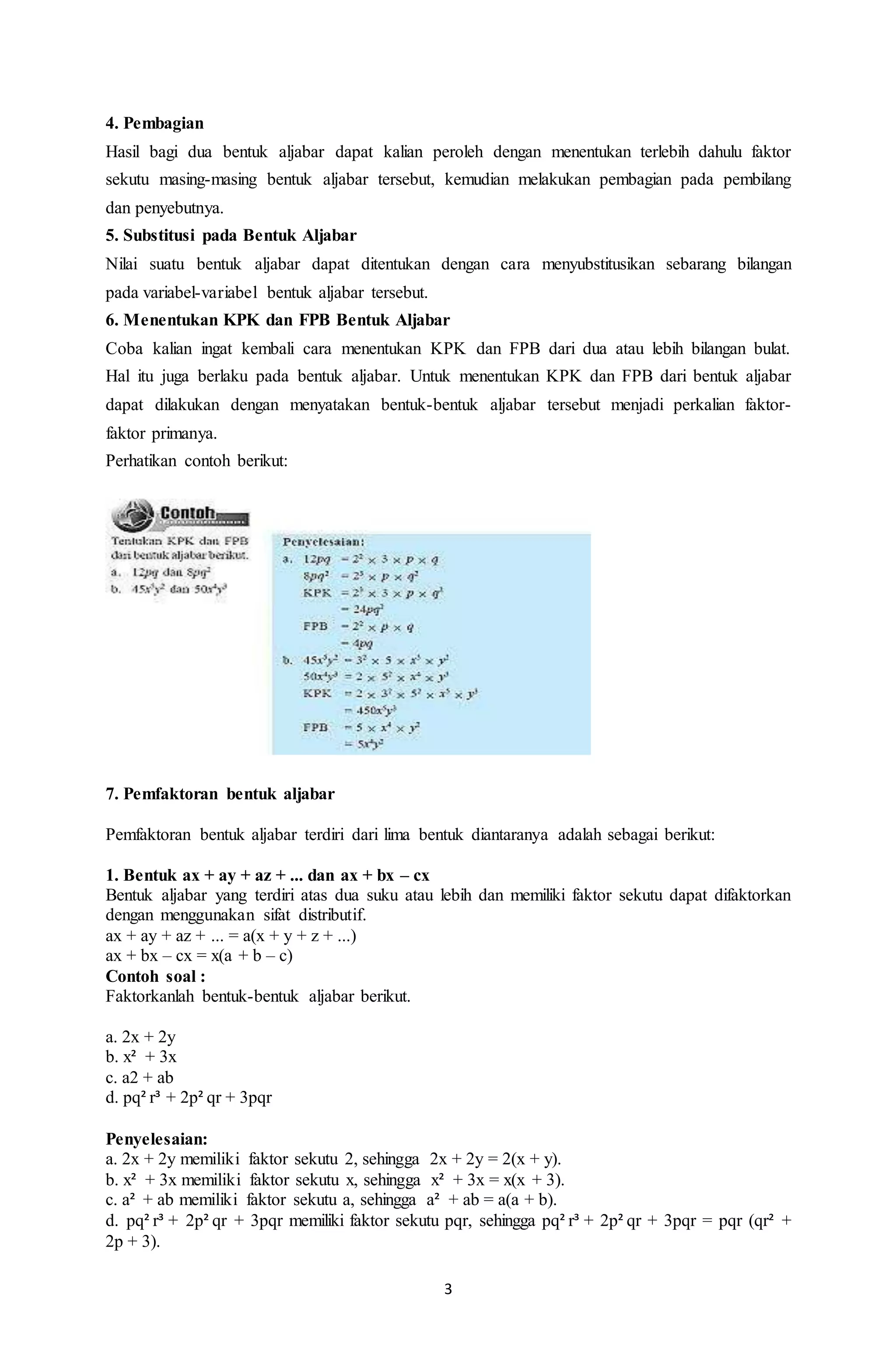 Materi aljabar | DOCX