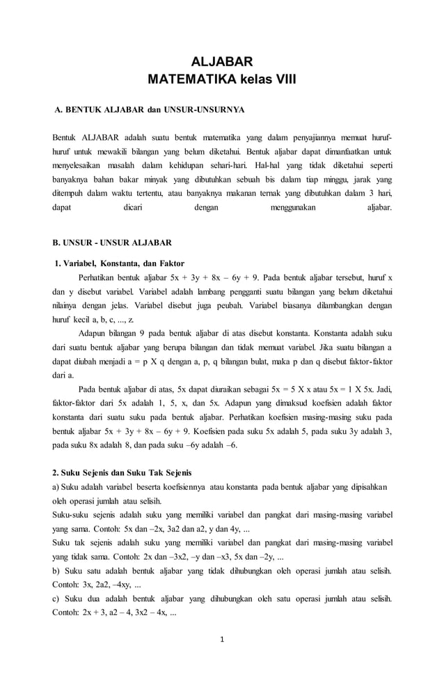 Materi aljabar | PDF