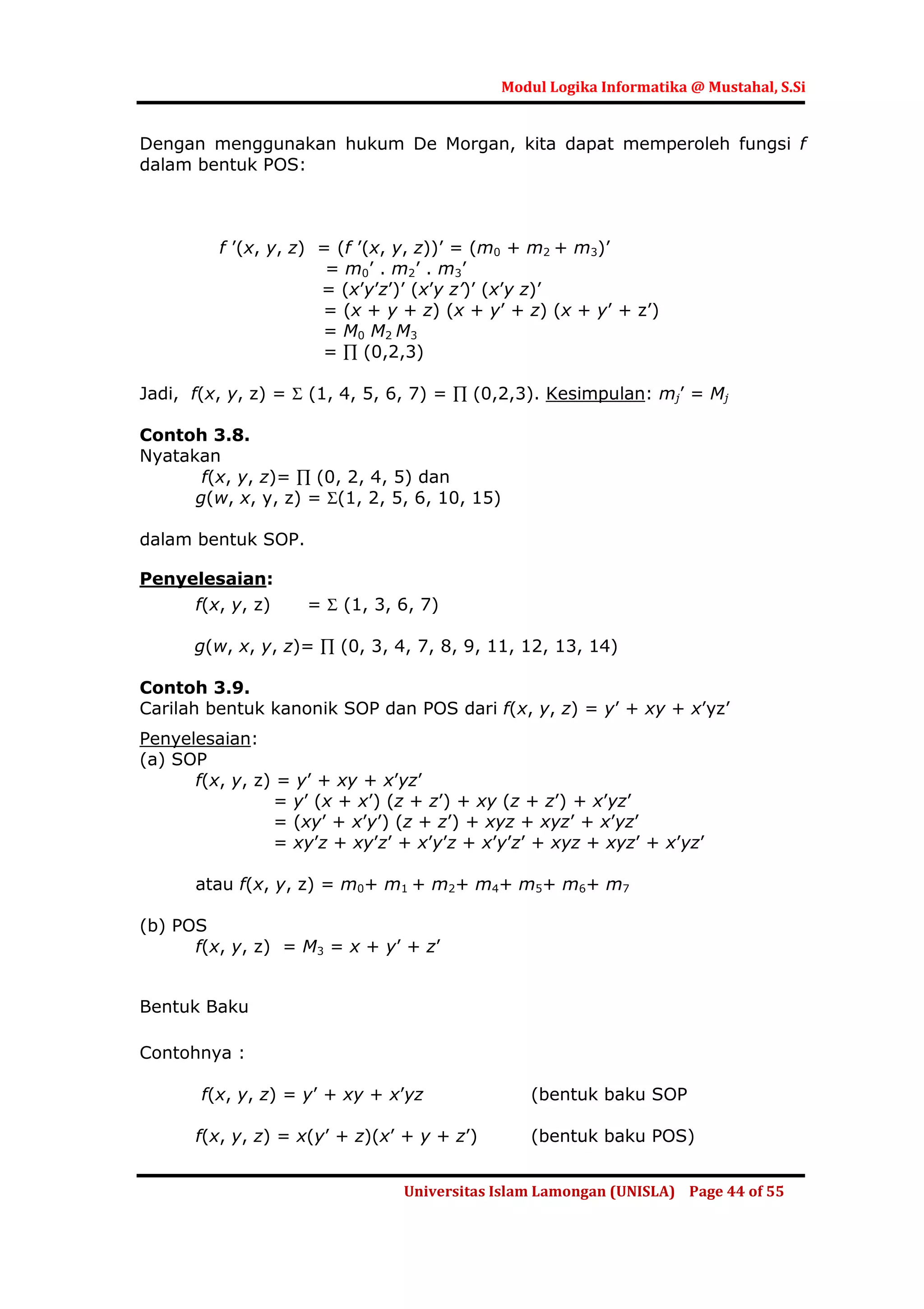 Materi aljabar boolean | PDF