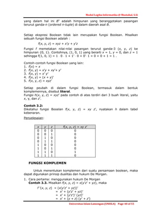 Materi aljabar boolean | PDF