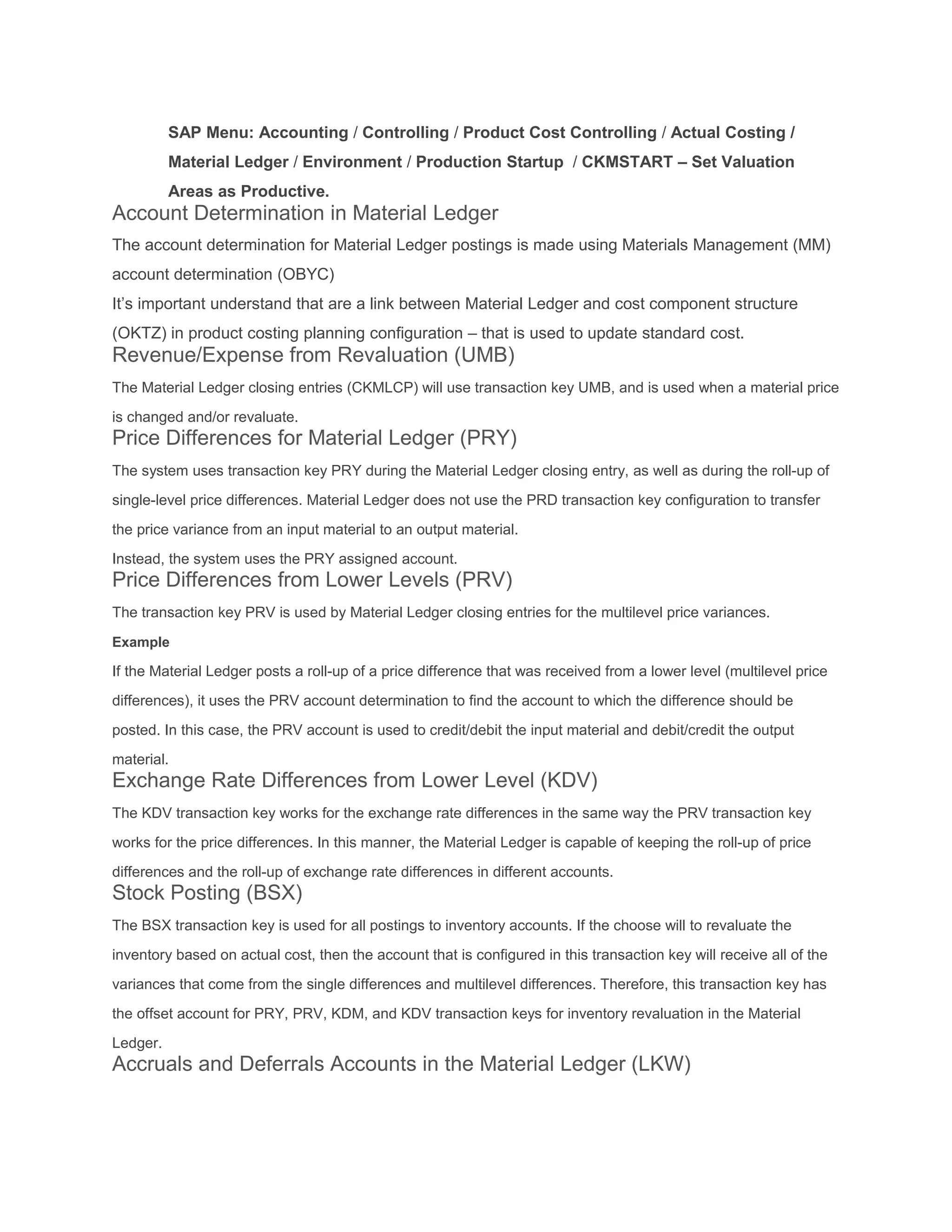 Material ledger configuration | DOC