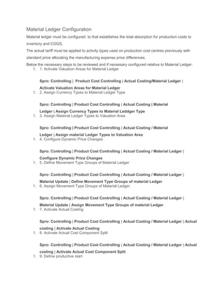 Material ledger configuration | PDF