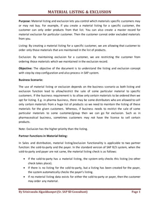 Material listing & exclusion | DOCX