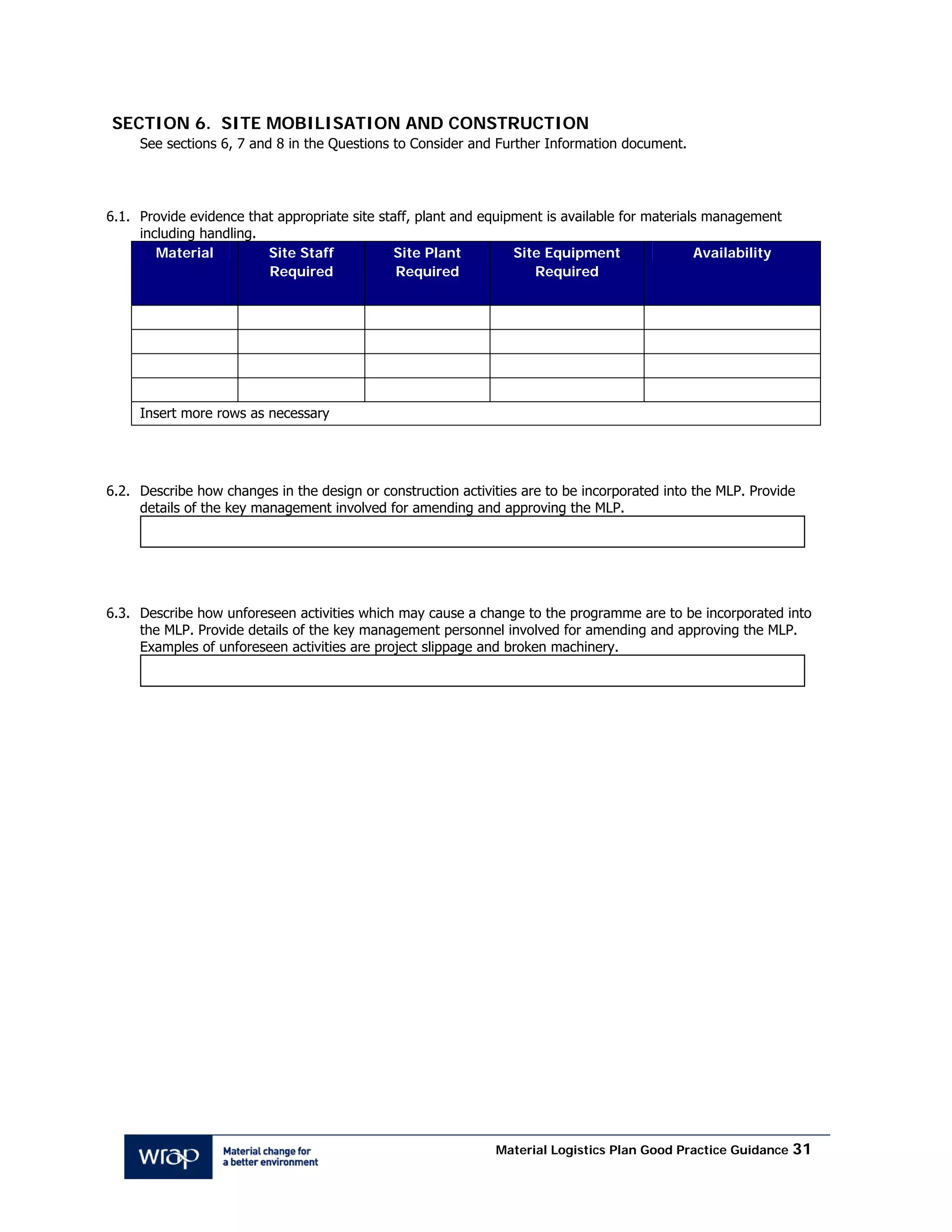 Material logistic plan | PDF