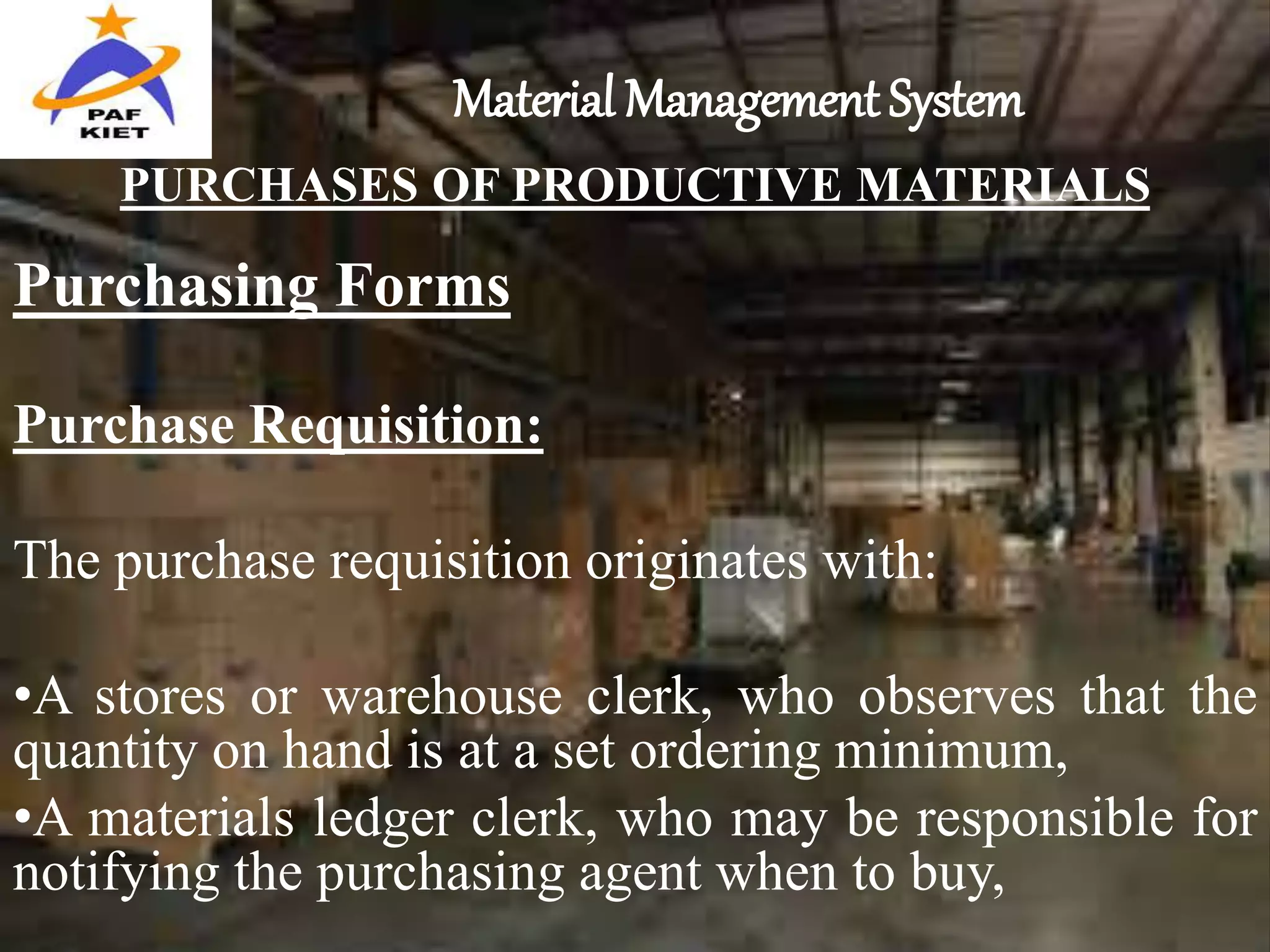Material Management System | PPSX