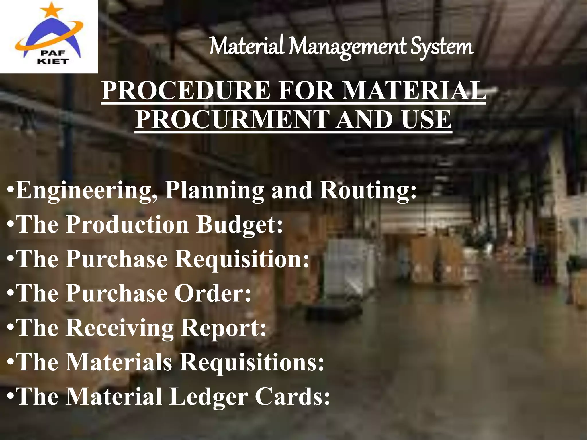 Material management control power point presentation | PPT