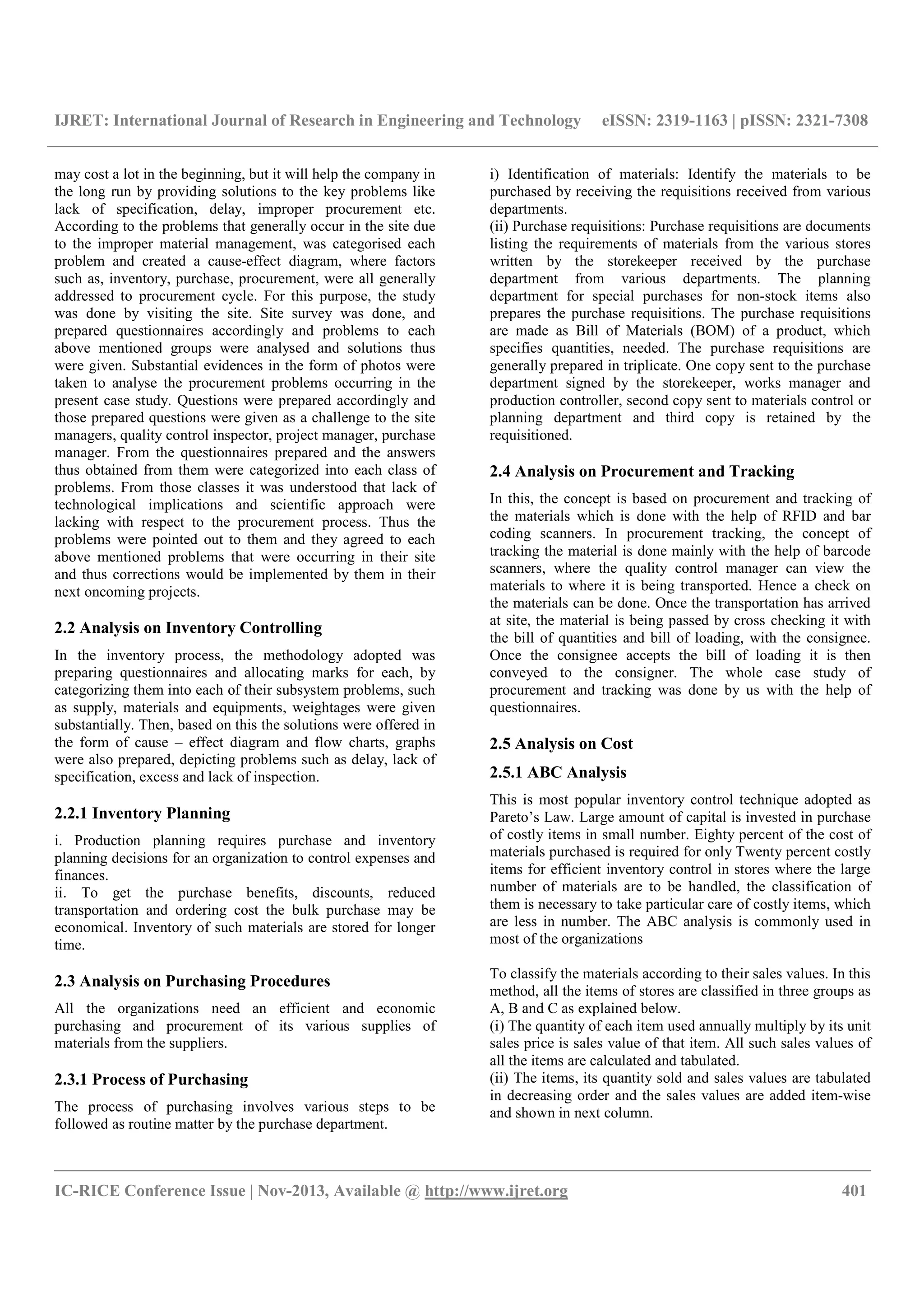 Material management in construction – a case study | PDF