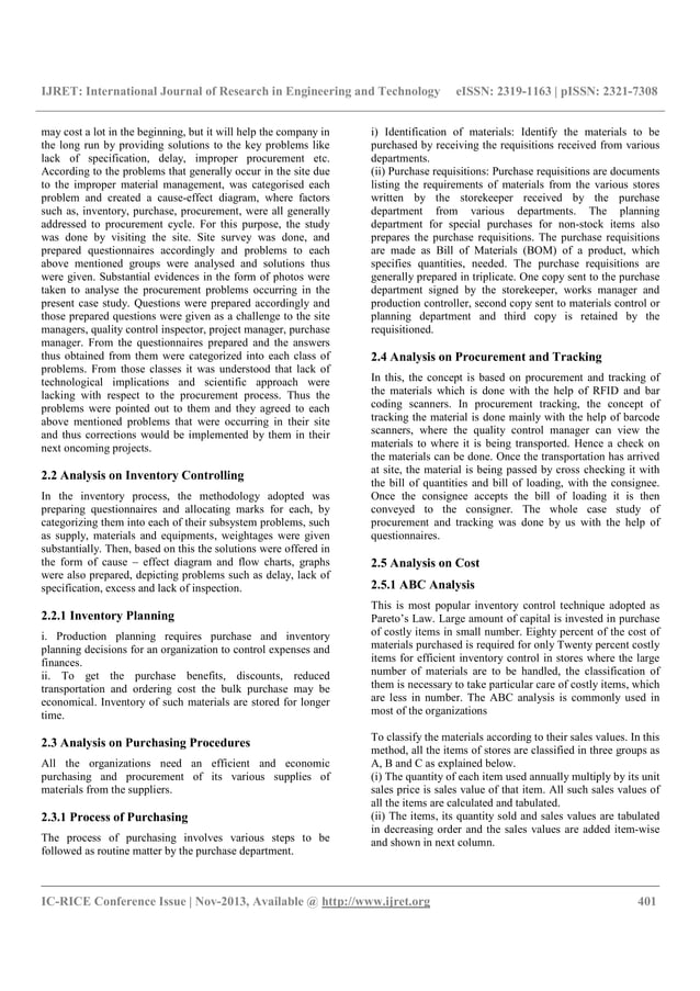 Material management in construction – a case study | PDF