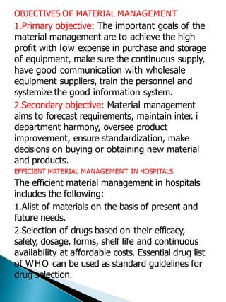 Material management in hospital and community services | PPTX