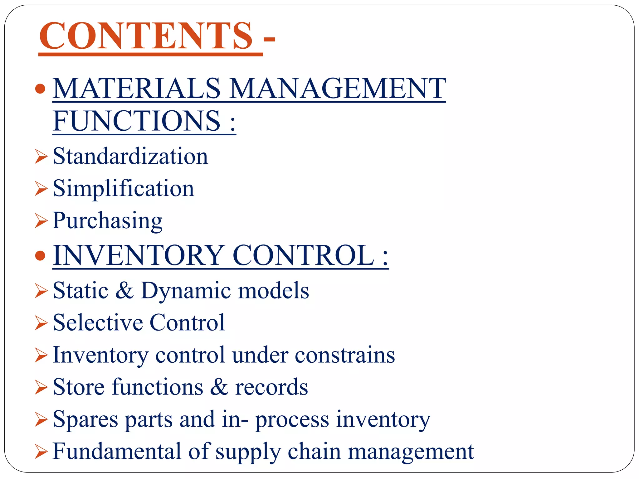 Material management & Inventory control | PPTX