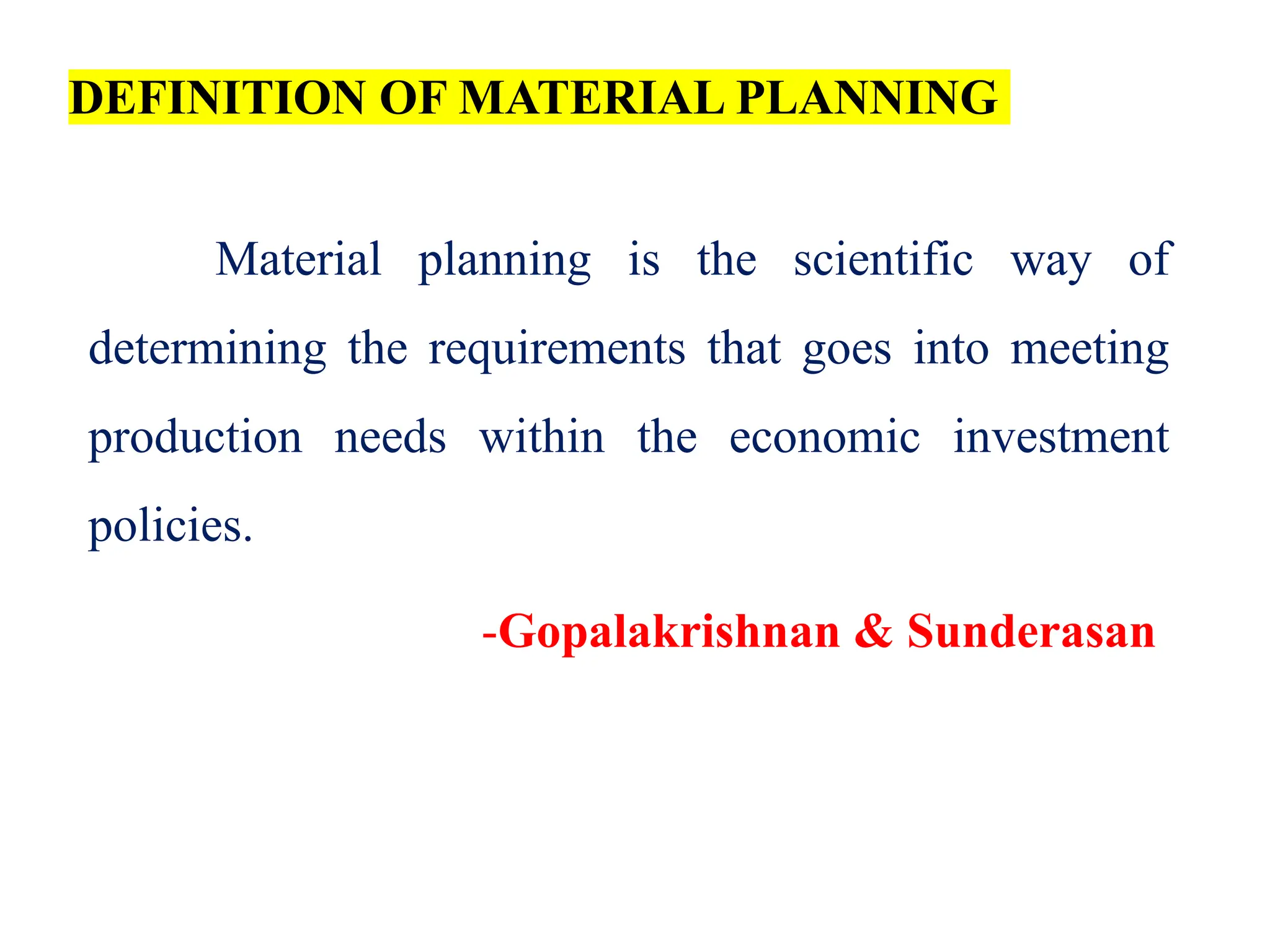 material management ppt planning and procurement of material manargment ...